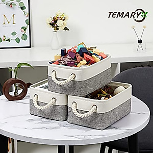 Temary 12 Inch Storage Baskets Foldable Fabric Storage Cubes 10PCs Storage Bins Organizer with Handles, Baskets for Organizing Clothes, Toys, Towels