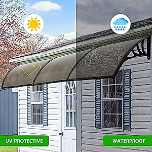 40 inch x 80 inch Window Awning Door Canopy Polycarbonate Cover Outdoor Front Door Patio Sun Shetter (Brown 1pcs)