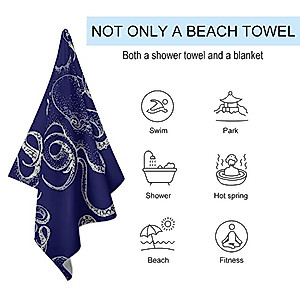 My Little Nest Bath Towels Quick Dry Bathroom Towels Abstract Octopus Absorbent Shower Towels Soft Hand Towel Wash Cloths for Spa Pool Hotel Gym 31" x 51"