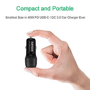 Car Charger, Arteck 40W/8A PD USB-C/Quick Charge 3.0 USB Port Adapter with 2 USB Port, Compatible iPhone 14 14 Pro 13 13 Pro Max 13 Mini 12 11 SE Xs Xr X, iPad, Samsung Galaxy Note Other Smartphone
