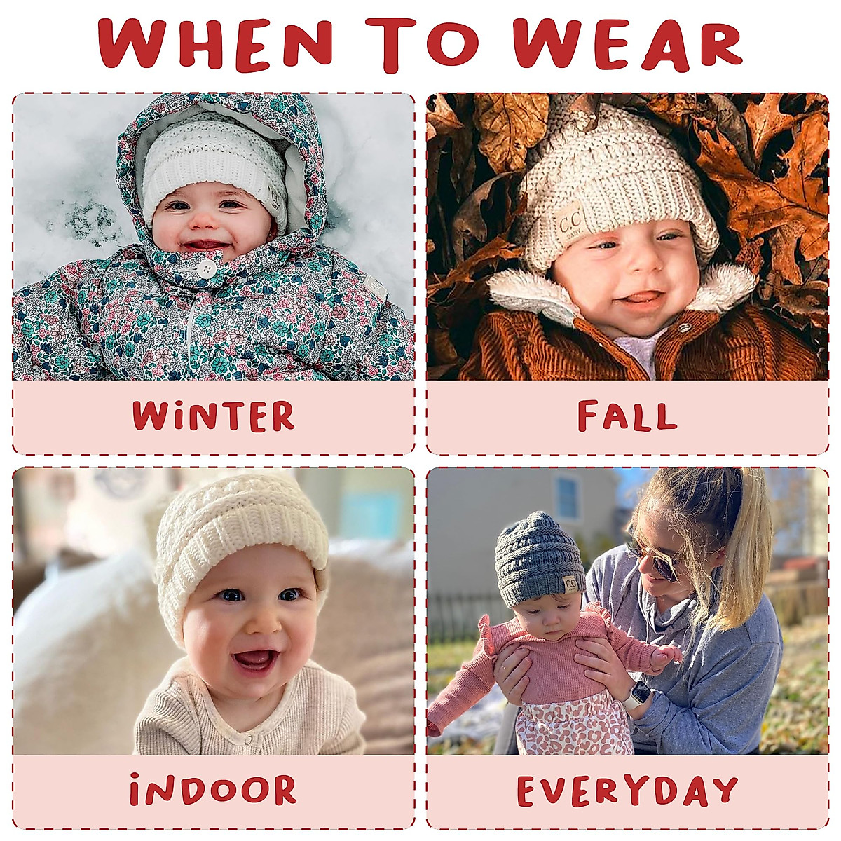 Funky Junque Exclusives Infant Winter Beanie, Newborn Winter Hat 100% Acrylic Material, Ribbed Knit Design, Moisture-Wicking Properties, Baby Beanies 6-12 Months Toddler Winter Hat (Black)