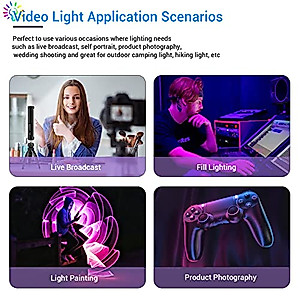 LUXCEO Handheld Light Wand, Multicolor RGB LED Video Light for Photography, 2000mAh Rechargeable Mini Light Stick for Video Shooting Professional Tube Lights with Magnetic for YouTube, TikTok(Black)