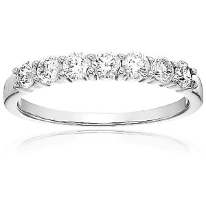 Vir Jewels 1/2 carat (ctw) Diamond Wedding Anniversary Band for Women, Round Diamond Engagement Ring 14K White Gold Prong Set 0.50 cttw, Size 6.5