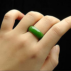 GIGB PBDK Natural Green Crystal Ring for Woman Man,Good Luck Crystal Ring Green Crystal Rings Fengshui Cinnabar Ring Jewelry