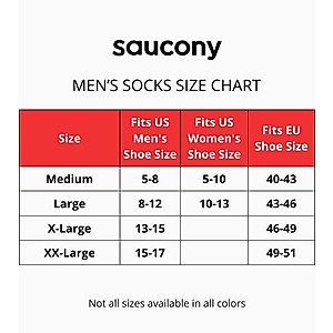 Saucony Men's RunDry Mesh Ventilating Comfort Fit Performance No-Show Socks, Available in M-XXL (6, 12, 18, White (6 Pairs), Large