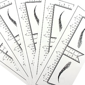 50pcs Disposable Eyebrow Ruler Stencils with Eyebrow Shape for Microblading Permanent makeup Tattoo Eyebrow design Eyebrow Mapping Ruler (Model B-50pcs)