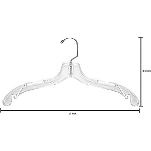 Clear Plastic Crystal Hangers for Clothes - Space Saving Heavy Duty - Durable Shirt & Coat Closet Hangers Dress Hangers, 12 Pack