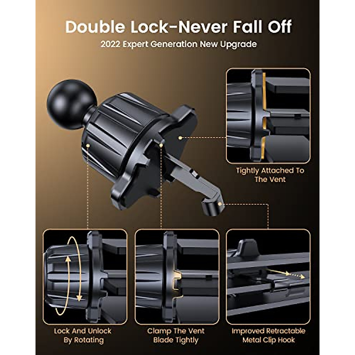 APPS2Car Windshield Phone Mount for Car, 3-in-1 Universal Hook Vent Dashboard Suction Cup Phone Holder for Car/Truck/SUV Compatible with 4-6.5'' Phone, iPhone 13/12 Series/Samsung and More