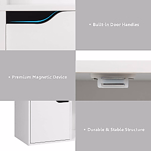 Giantex 6-Cube Storage Organizer, Storage Cabinet with 3 Open Cubes and 3 Cabinets, Free Standing Wooden Cubby Bookcase, Compartment Units for Home Office, 3-Tier Bookshelf for Books, Toys (White)