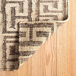 Dash and Albert Auricula Handwoven Jute Rug, 8 X 10 Feet, Black/Neutral Geometric Pattern