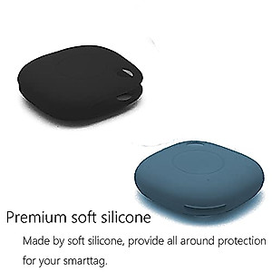SKZIRI Compatible for Samsung Galaxy SmartTag Tracker Locator Case Cover Skin with Keychain Anti-Scratch Lightweight Soft Protective Sleeve Skin Cover (Blue)