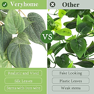 Veryhome Artificial Hanging Plants, 3.2FT Fake Ivy Vine for Wall Indoor Outdoor Decoration, Scindapsus Leaves for Home Room Garden Decor (Scindapsus Leaves)