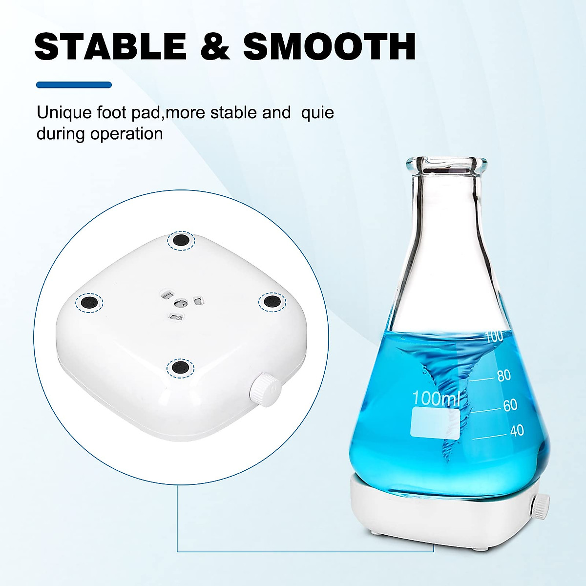 Magnetic Stirrer, Magnetic Stirrer Hot Plate Silent Portable Liquid Magnetic Mixer with Stir Head USB Cable Stir Plate for Home Experiments School Projects Lab Research