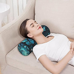xigua Cute Butterfly Neck Roll Pillow for Neck Relief with Removable Washable Cover - Memory Foam Round Cylinder Bolster, Ergonomically Designed for Head, Neck, Back, and Legs