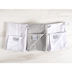 KAF Home Marseilles Reversible Terry Kitchen Towels - Set of 3-100% Cotton (Drizzle Gray)