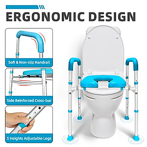 Gillion Raised Toilet Seat with Handles, Width & Height Adjustable Heavy Duty 400lb Medical Safety Frame, Bathroom Assist Toilet Seat Raiser for Seniors, Handicap, Disabled, Pregnant