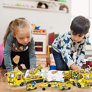 PANLOS 723 PCS Robot Building Kit, 8-in-1 Kids Model Engineering Construction Vehicle Building Blocks Sets, STEM Learning Building Bricks Toys for Kids Children Boys & Girls Age 4-8