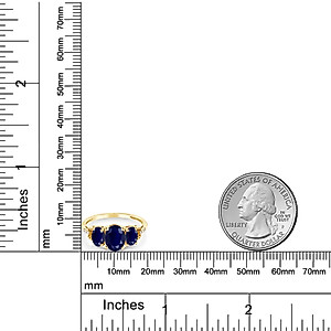 Gem Stone King 2.94 Cttw 10K Yellow Gold Blue Sapphire and Diamond 3-Stone Engagement Ring | Gemstone Birthstone | 3 Stone Wedding Anniversary Promise Ring For Women (Size 6)