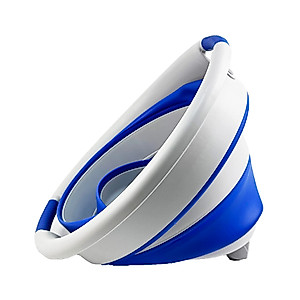 SAMMART 34L (8.9 Gallons) Collapsible Plastic Laundry Basket with Wheels - Foldable Pop Up Storage Container/Organizer with wheels (Grey/Purplish Blue)