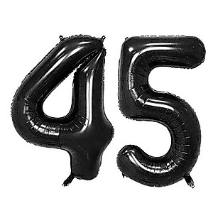 Number 45 Balloons 32 inch Digital Balloon Alphabet 45th Birthday Balloons Digit 45 Helium Balloons Big Balloons for Birthday Party Supplies Wedding Bachelorette Bridal Shower, Black Number 45