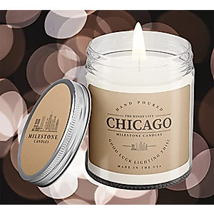 Milestone Candles Windy City Chicago, IL Keepsake Mason Jar Candle 7.5 oz Glass, Made in The USA, Soy Blend, 100% Cotton Wick