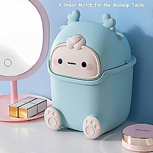 Aiabaleaft Cute Flip Trash Can Cute Animal Shape Trash Cans Cute Desktop Trash Can for Bathrooms,Kitchens,Offices,Waste Basket for Dressing Table(Orange)