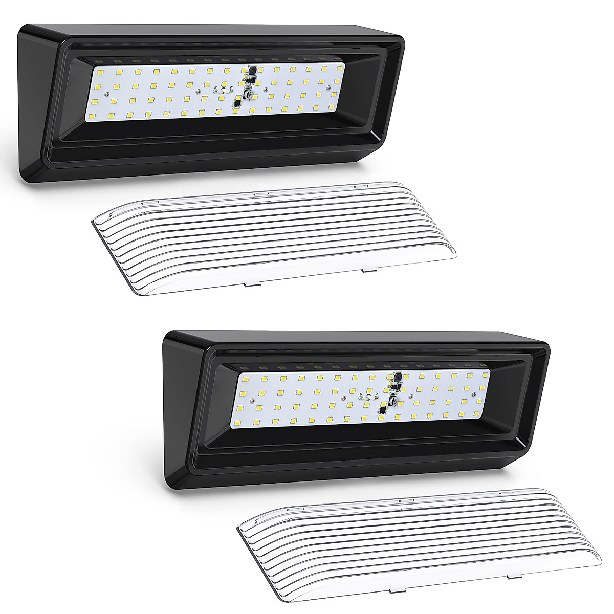 Leisure LED 2X RV Exterior Porch Utility Light XL 12v 650 Lumen Lighting Fixture. Replacement Lighting for RVs, Trailers, Campers, 5th Wheels Black Base Clear Lens (Black, 2-Pack)