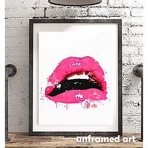 Glam Wall Art Pink Dripping Lips Fashion Print Poster Home Decor