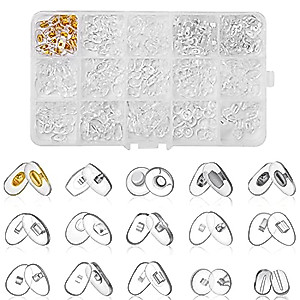 Eyeglass Nose Pads, Soft PVC Nose Pads, 15 Style 150 Pairs Eyeglass Repair Kit for Glasses, Eyeglasses, Sunglasses