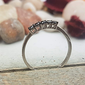 Dazzlingrock Collection 0.37 Carat (ctw) Sterling Silver Round Black Diamond Women Anniversary Wedding Band Ring 1/3 CT, Size 8