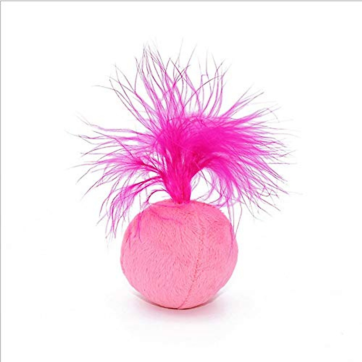 PETFAVORITES Furry Rattle Ball Cat Toy with Feather and Catnip - Interactive Pom Pom Balls for Cats, Soft and Lightweight, 2 Inch, 3 Pack.