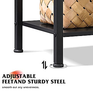 WLIVE Nightstand, Bedside Table with Adjustable Wooden Drawer, 2-Tier Night Stands for Couch, Bed, Sofa, End Table Side Table for Bedroom, Living Room, Black (1 Pack)