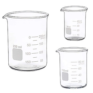 Glass Measuring Low Form Beaker Set 50ml 100ml 250ml and Thick Glass Graduated Measuring Cylinder Set 5ml 10ml 50ml 100ml