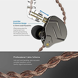 Andiker KZ ZSN-C Pro Quad Driver Earphones DD+BA High Resolution Hybrid Driver Electronic Crossover Headset, Detachable Cable Heavy Bass Earbuds Profeesional Earphones with Storage Box(Mic, Blue)