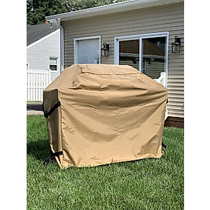 Comp Bind Technology Grill Cover, Compatible with Dyna-Glo 5 Burner Gas Grill Model DGH474CRP, Tan Padded Outdoor and Waterproof Cover Dimensions 55.2''W x 23.9''D x 47''H by Comp Bind