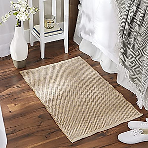 DII Woven Recycled Yarn Rag Rug Collection Miniature Diamonds, 2x3', Stone