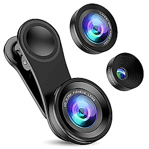 Criacr Phone Camera Lens, 0.4X Wide Angle Lens, 180 Fisheye and 10X Macro Lens (Screwed Together), Clip on Cell Phone Lens Compatible with iPhone, Smartphones, Gifts Ideal