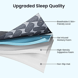 Flexpedic Firm Mattress Topper 3 Inch Queen Size - Advanced Gel Infused Memory Foam Bed Topper for Deep Pain Relief - Breathable & Washable Cover - CertiPUR-US Certified Comfort Enhancement