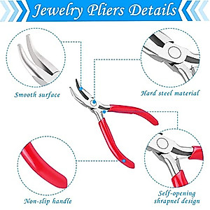 Jewelry Pliers, Acejoz 6pcs Jewelry Making Tools Kit Includs Needle Round Nose Pliers, Wire Cutters, Crimping Pliers, Bent Nose Pliers, End Nippers for Beading Craft