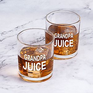 Unique Grandpa Gift, Grandpa Juice Whiskey Glass, Old Fashioned Glasses on Father’s Day, Scotch Glass Gift to Grandpa, New Grandpa, Dad from Grandson, Granddaughter, 10 Oz