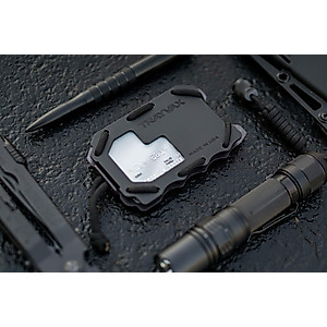 Trayvax Original 2.0 Wallet, RFID Front Pocket Tactical Metal Credit Card Holder with Money Clip, Slim Minimalist Wallet for Men and Women, Black