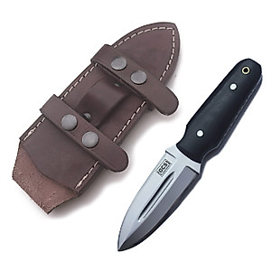 GCS Handmade Micarta Handle D2 Tool Steel Tactical Hunting Knife with leather sheath Full tang blade designed for Hunting & EDC GCS 187 Black