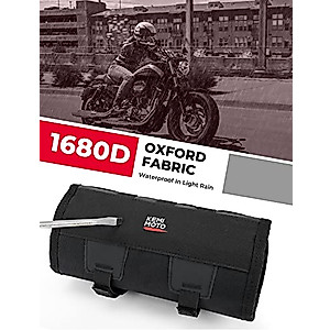 KEMIMOTO Motorcycle Tool Bag [Tool Not Included], Handlebar Tool Roll Black Tool Organizer with Elastic Loops Pockets Durable Tool Pouch for Motorcycles Softail Dyna Sportster