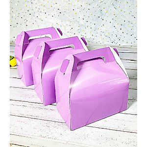 ONE MORE 25-Pack Gable Candy Purple Treat Boxes,Small Goodie Gift Boxes for Wedding and Birthday Party Favors Box 6.2 x 3.5 x 3.5 inch (Purple,25)