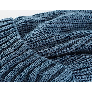 Home Prefer Men's Winter Hat Thick Knit Beanie Cap with Visor Newsboy Beanie Hat Airforce Blue