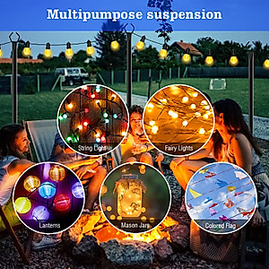 4 Pack String Light Poles,10 Ft Metal Poles with Fork for Outdoor String Lights,Outdoor Light Poles with Fork,Poles/Post/Stand for Outside,Patio,Deck,Backyard,Garden Wedding,Party