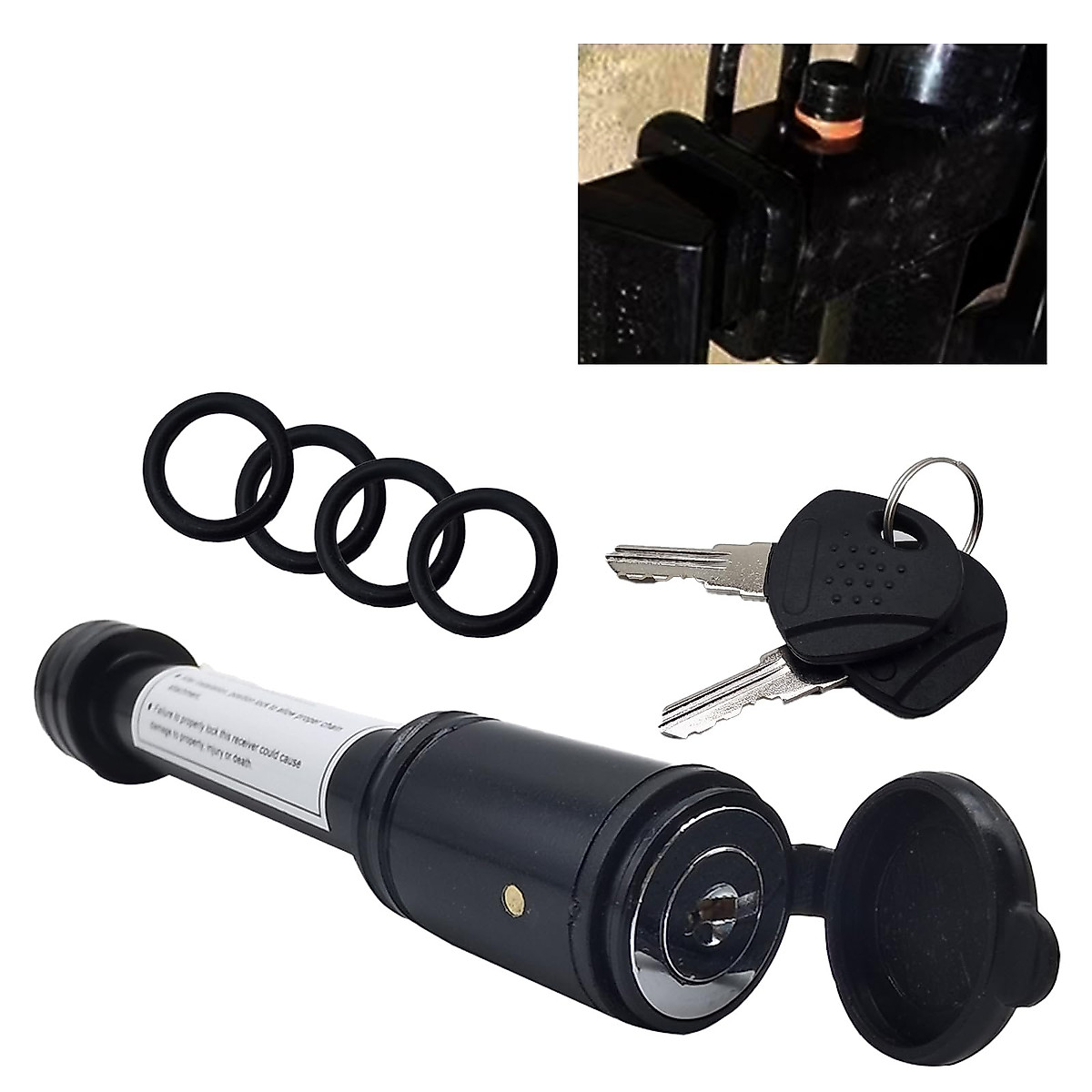 NGHEY 1 PC Trailer Lock, 5/8" Diameter Barbell-Style Lock Hook, Suitable for 2" Receiver, Suitable for Trailers, Trucks, Boats (Black #90MM)