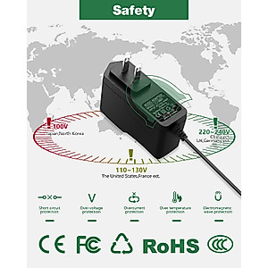 JOVNO 6V 1A DC Power Supply, AC to DC 6 Volt 1Amp 0.8A 0.5A 450mA Adapter Cord with 5.5x2.5mm Tip, for Arm Monitor Soap Dispensers Trash Can Doorbell Alarm Shaver Lamp Clock Baby Monitor/Swing