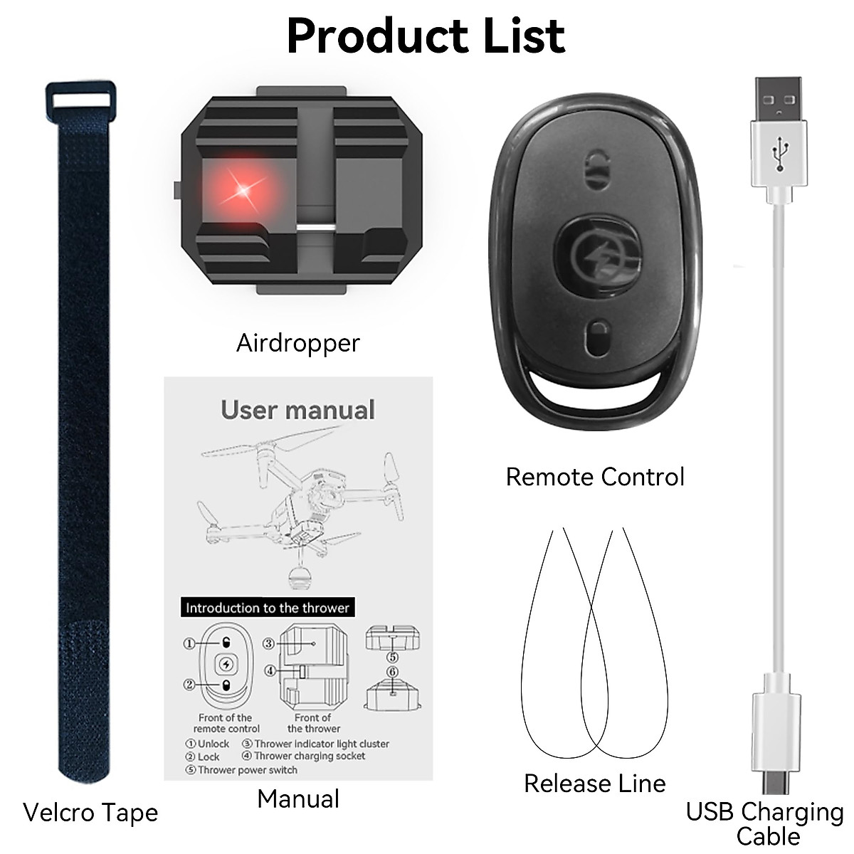 Drone Airdrop System for DJI Mini 4 Pro/Mini 3 Pro/Air 3/Mini 2 SE/Mavic 2/2S/Mavic 3 Pro Cine/Phantom 3 4/4 Pro Transport Release Delivery Payload Device for Wedding Scene Fishing Bait & Rescue