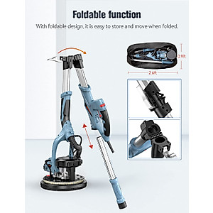 Handife Drywall Sander 800W 7A Drywall Sander with Vacuum Auto Dust Collection, Variable Speed 800-1800RPM Drywall Power Sander with Double-Deck LED Lights, Extendable Handle, Carrying Bag